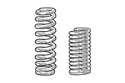 compressed spring sketch vector, an Object Illustration by AlexArt