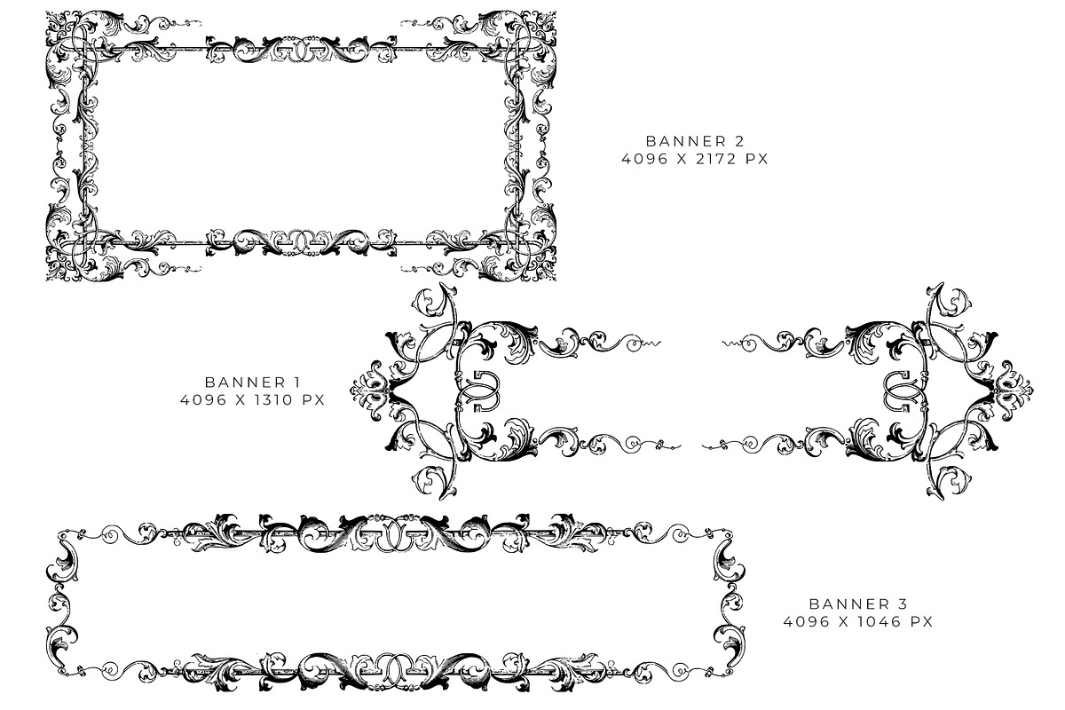 Rustic Baroque Borders Clipart, a Decorative Illustration by AW Studios