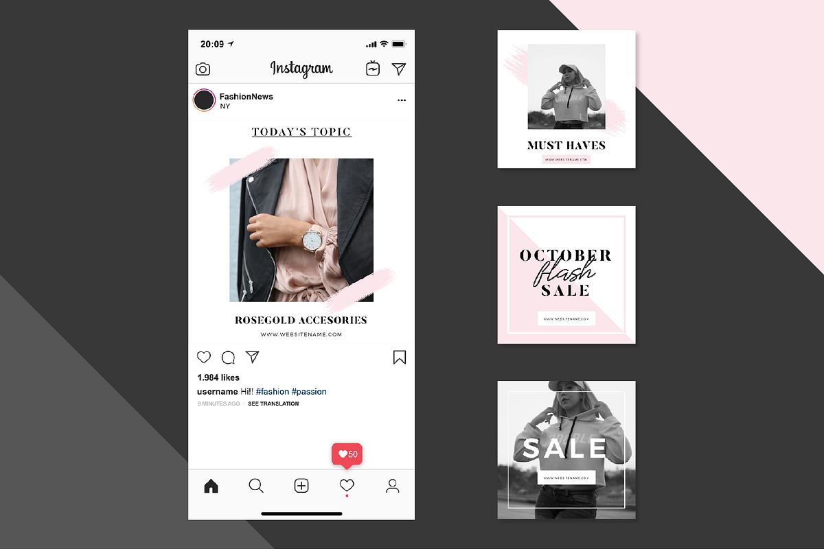 Minimalist Instagram Posts, a Social Media Template by GraphicsCrush