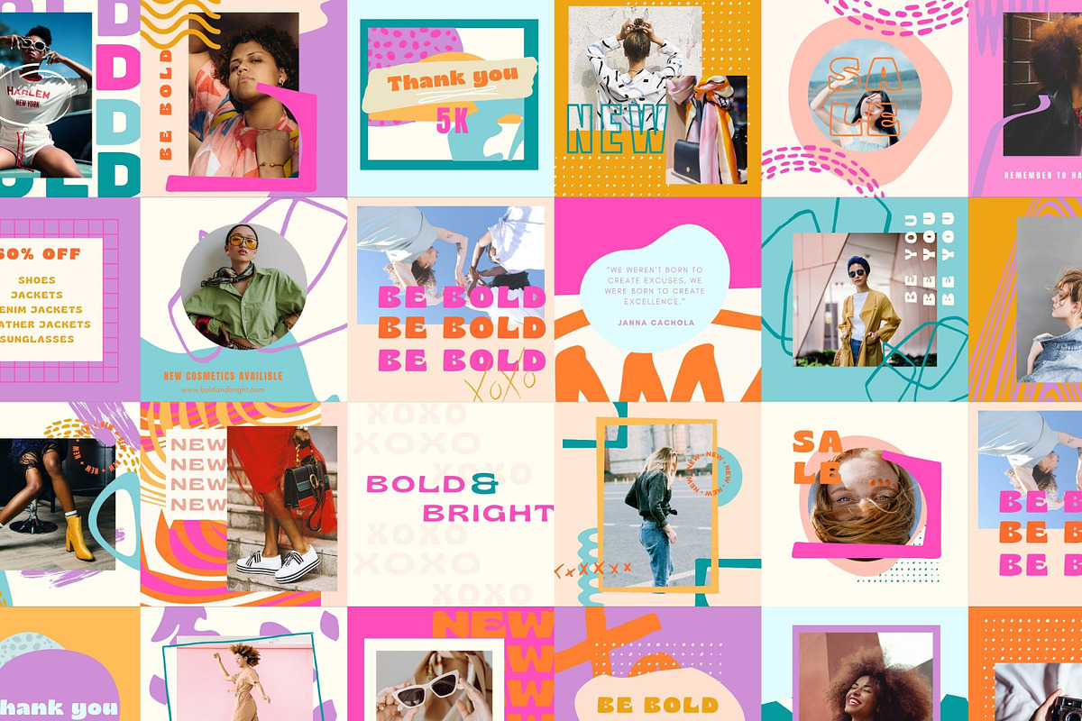 Bold Instagram Post Templates, a Social Media Template by Hell Yeah Designs