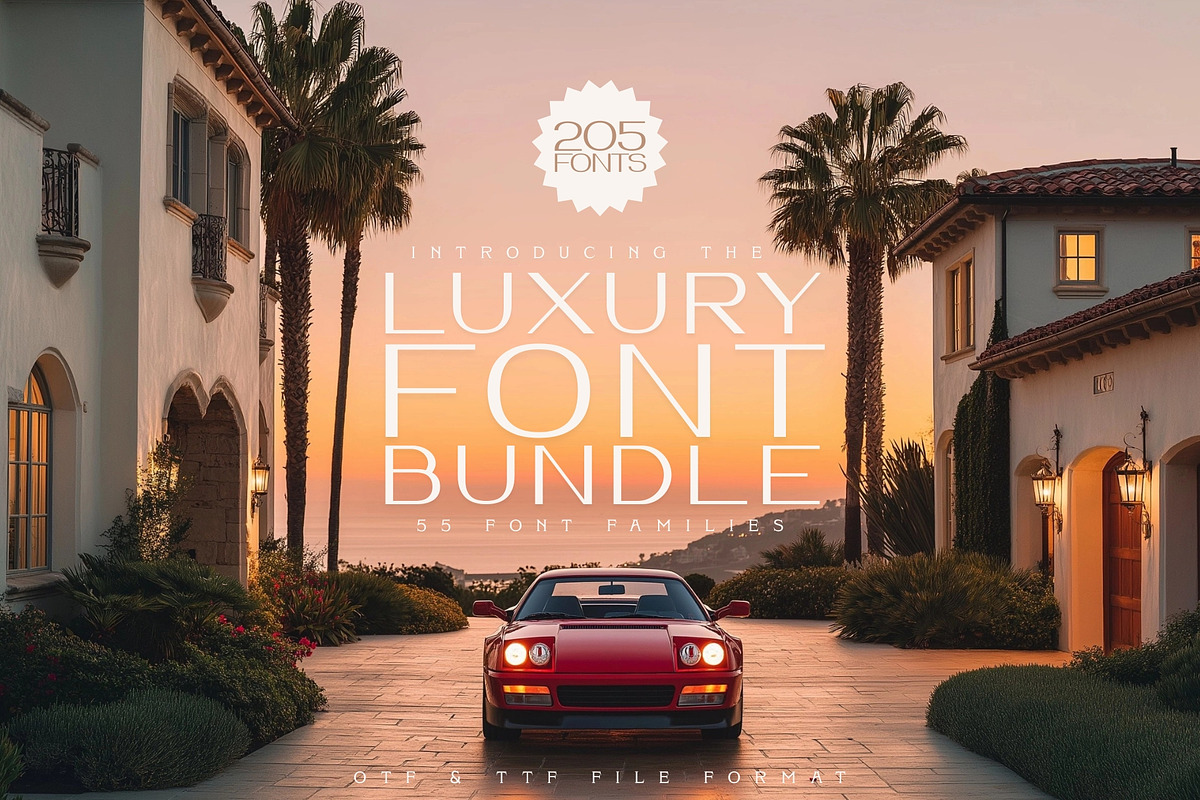 Luxury Font Bundle (205 Fonts!), a Sans Serif Font by HipFonts