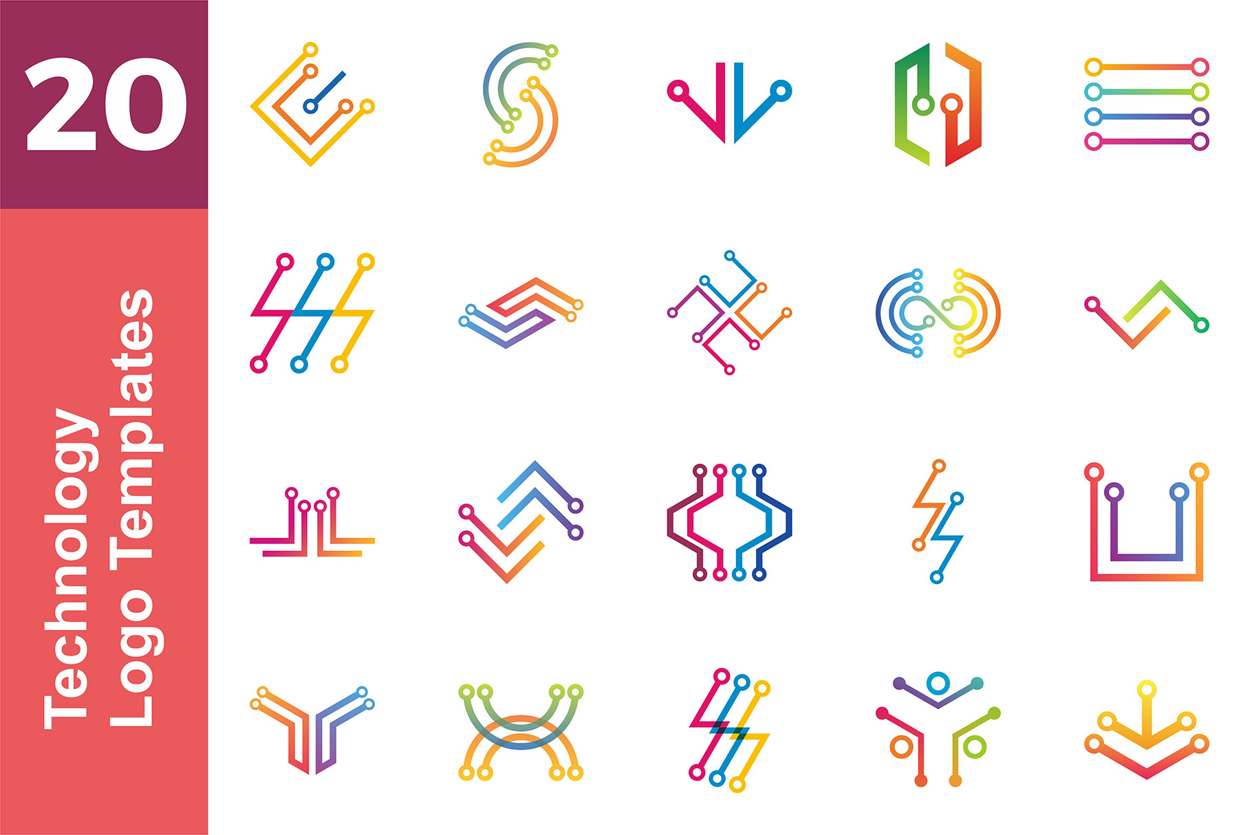20 Logo Technology Template Bundle, a Branding & Logo Template by ...