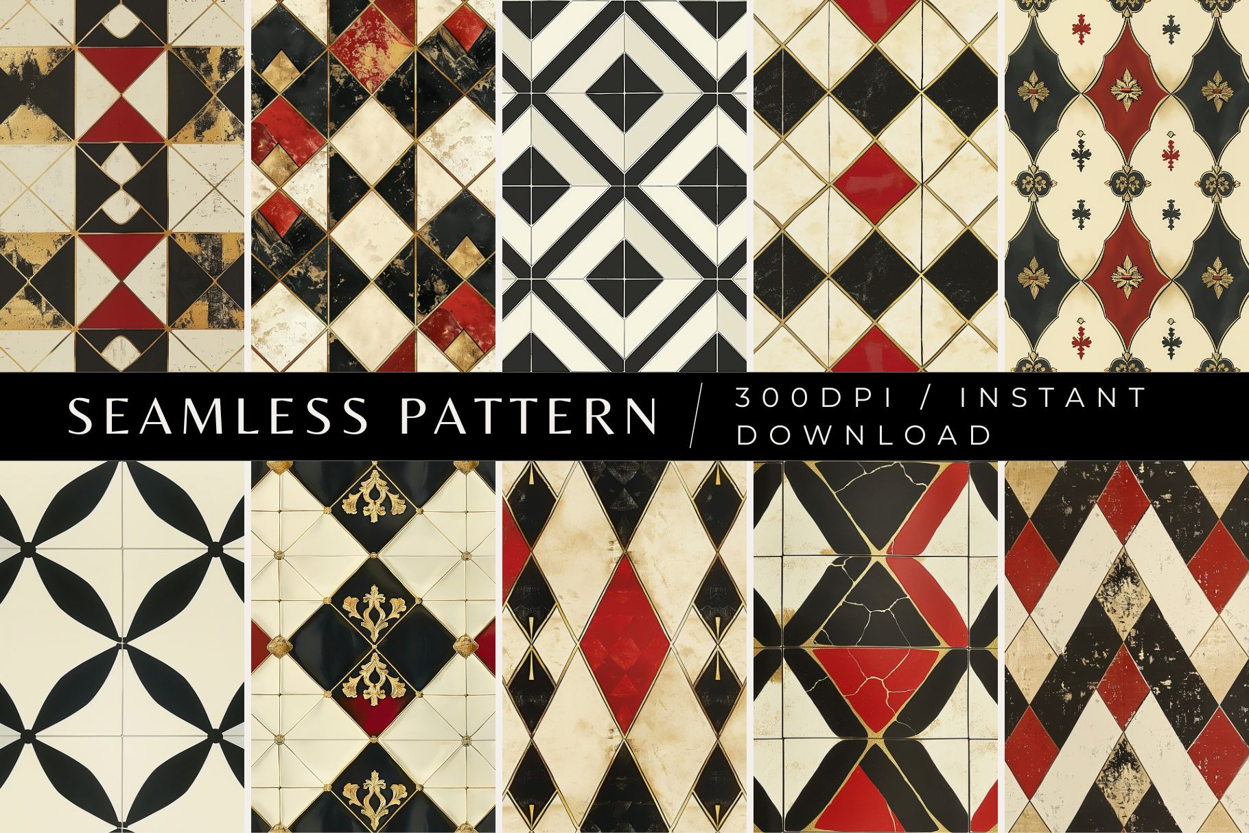 Classic Harlequin Seamless Patterns, a Pattern Graphic by Inknfolly
