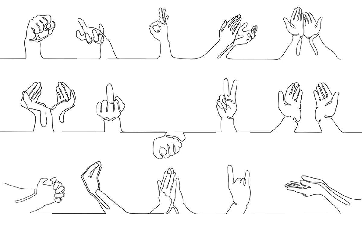 Hand gestures bundle, an Outline Icon by Valenty
