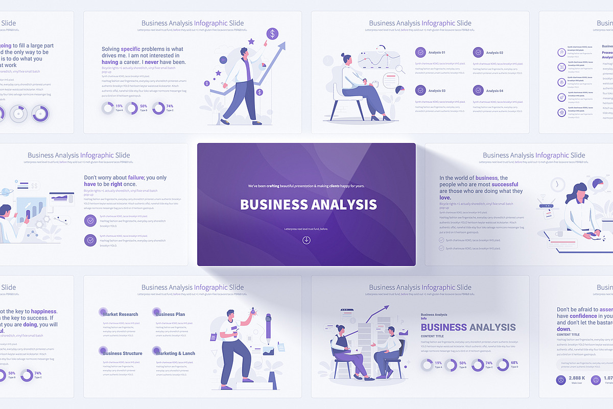 Business Analysis PowerPoint Slides, a Presentation Template by Pulsecolor | Creative Market