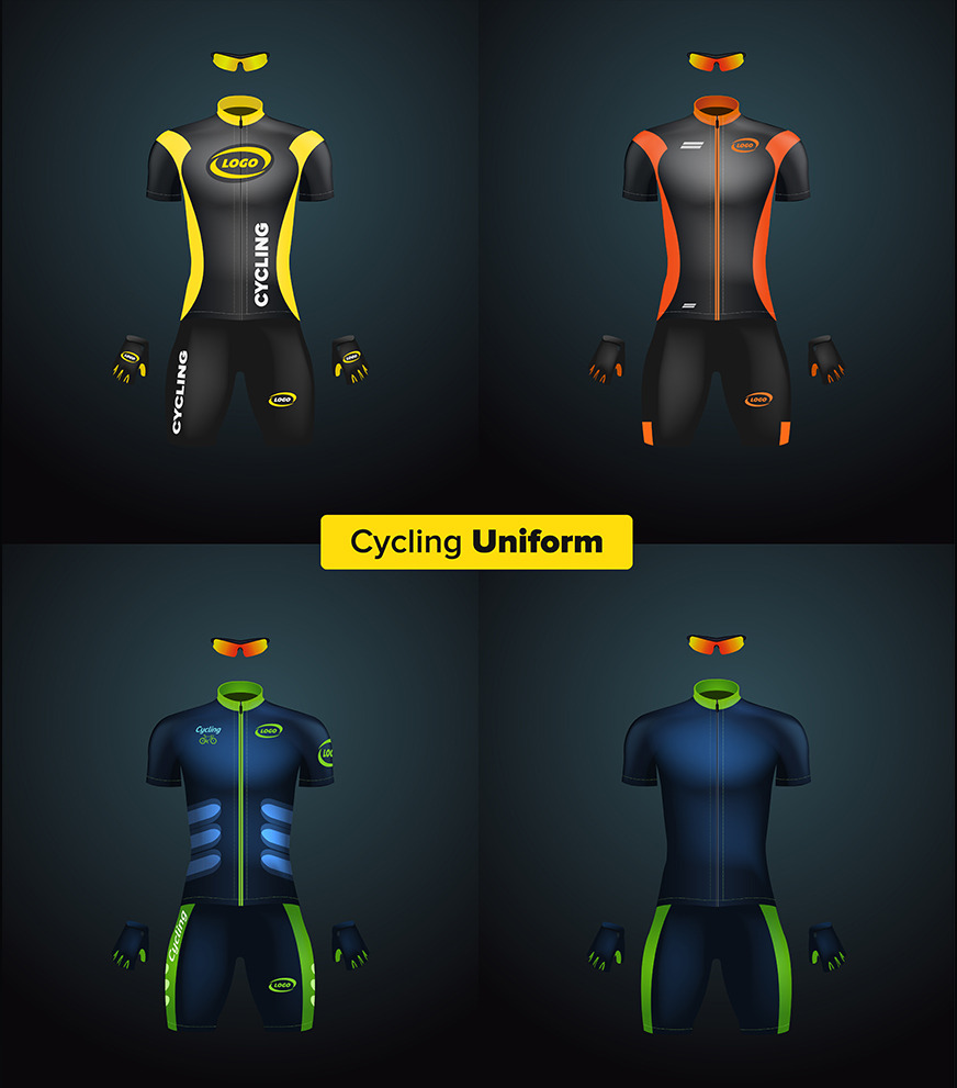 Realistic vector cycling uniform set | Apparel Mockups ~ Creative Market