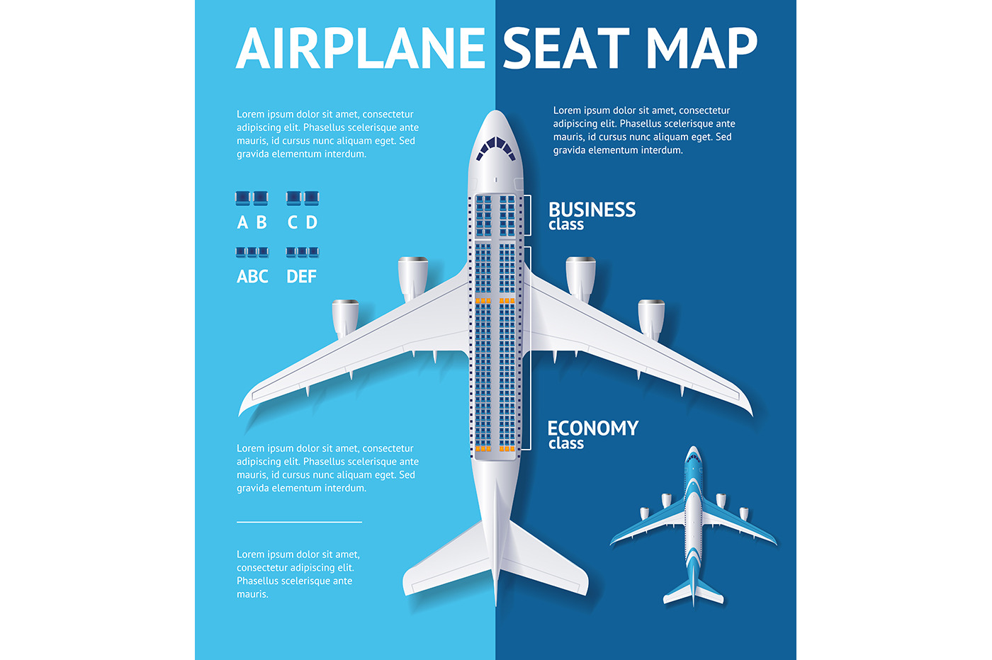 Airplane Seat Map Class, a Transportation Illustration by Vector and ...