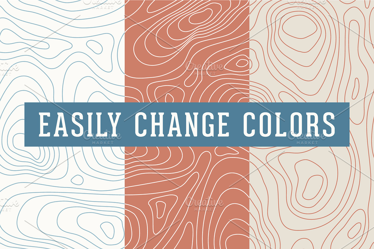 Ocean Contour Vector Patterns | Creative Market