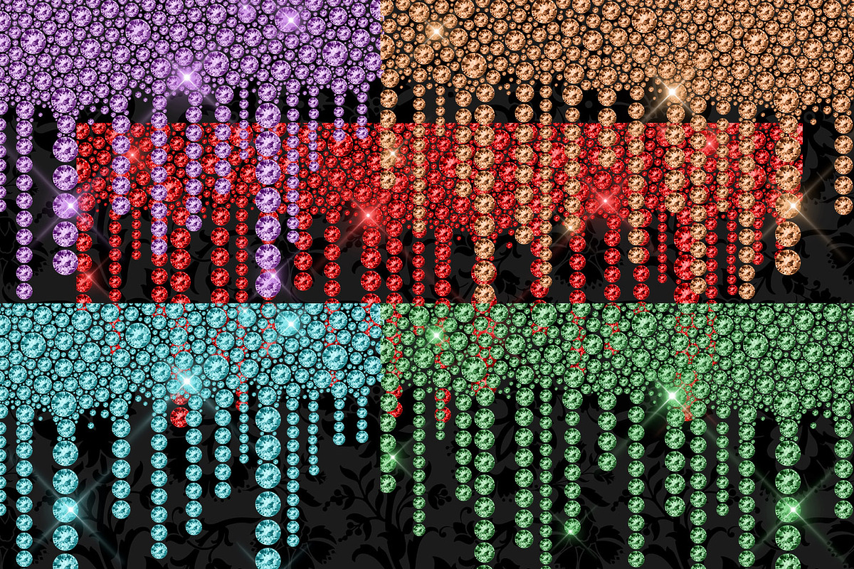 Dripping Diamonds Clipart, an Illustration by Digital Curio
