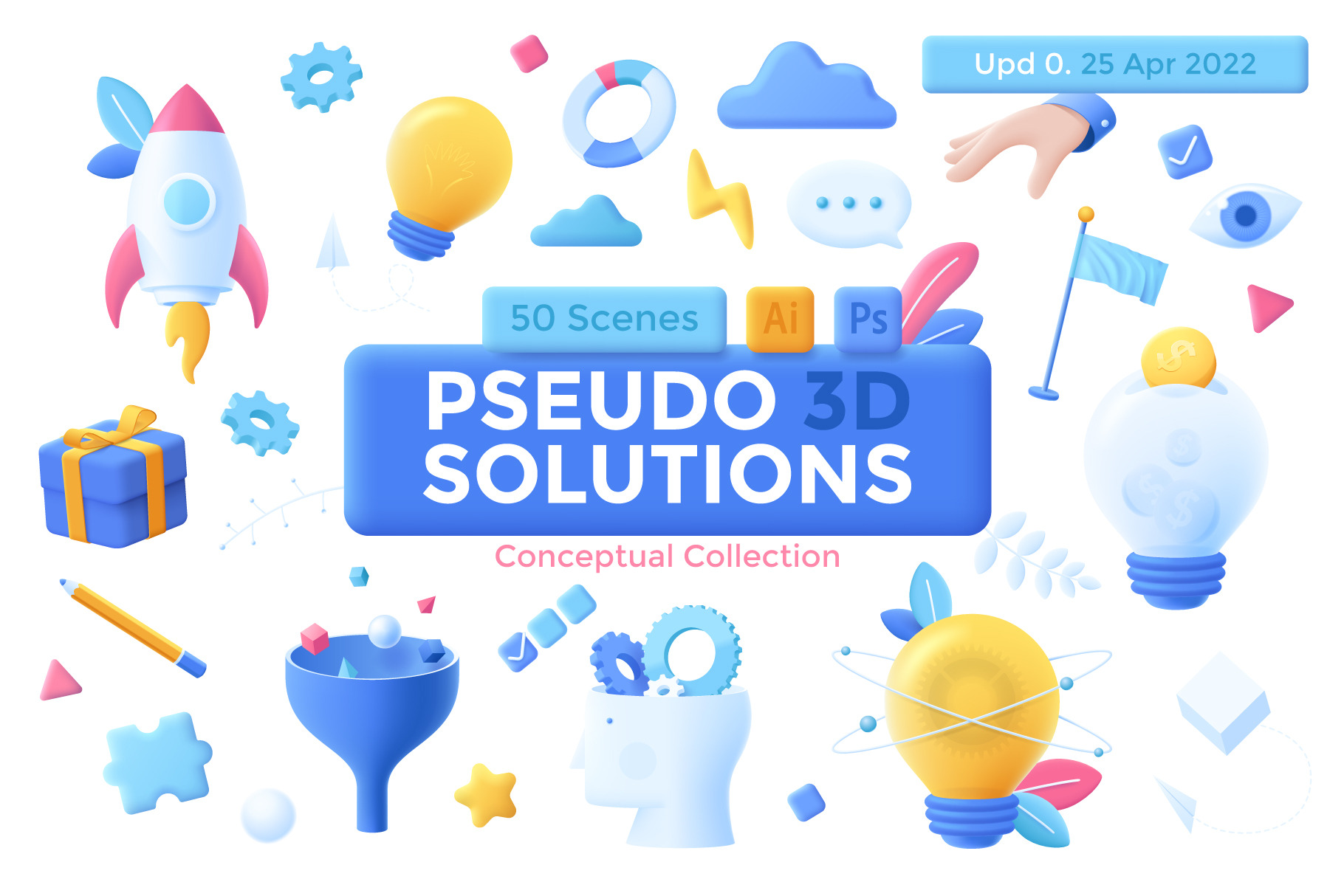 Pseudo 3D Collection. U-0(50 Items), an Object Graphic by Andrew Kras ...