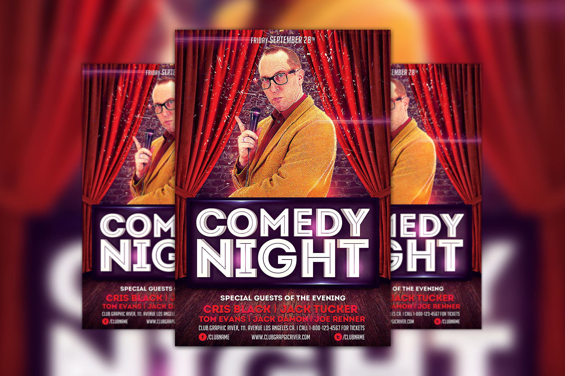 Comedy Night Flyer Template, a Flyer Template by Flyermind