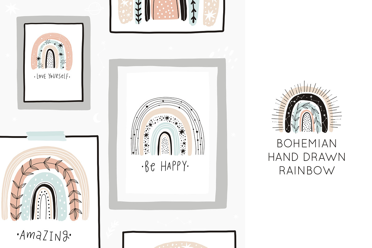 Bohemian Rainbow prints, a Decorative Illustration by Barkova Nadya