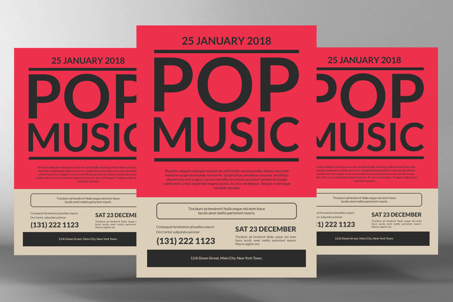 Pop Music Flyer, a Flyer Template by PenciGraphics