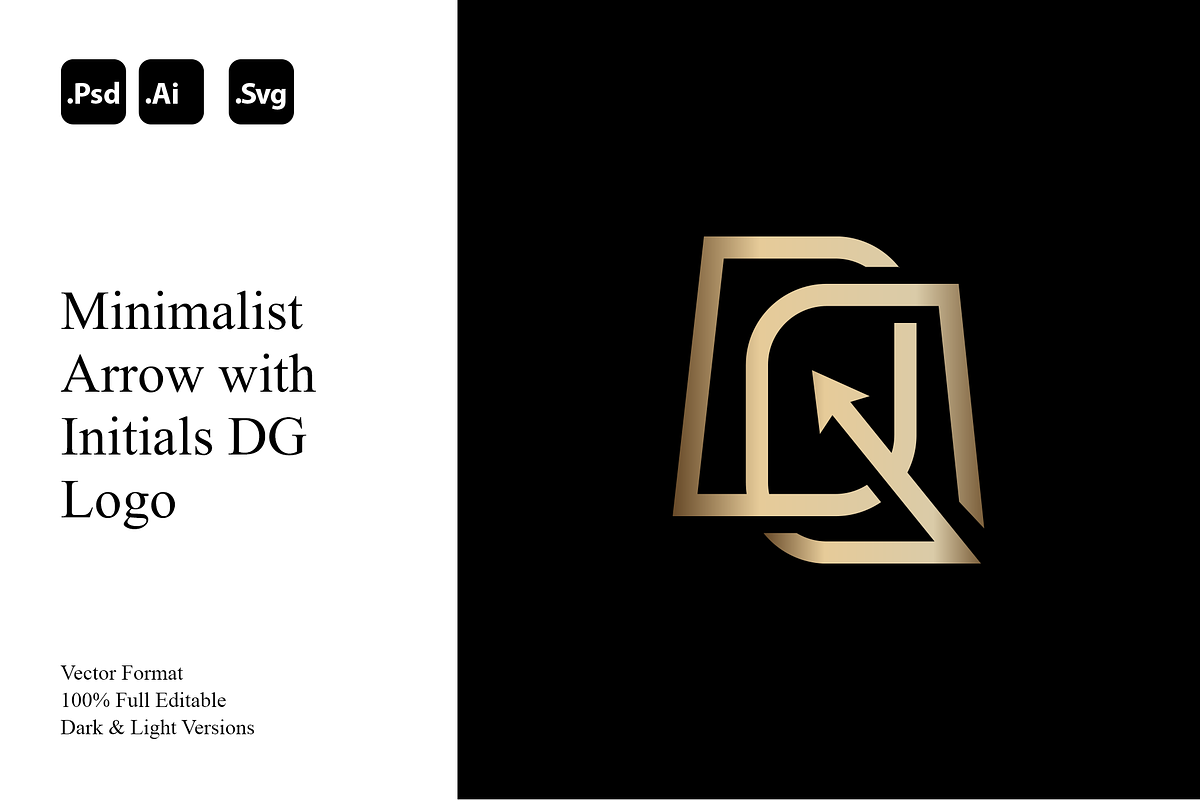 Minimalist Arrow with Initials DG Logo