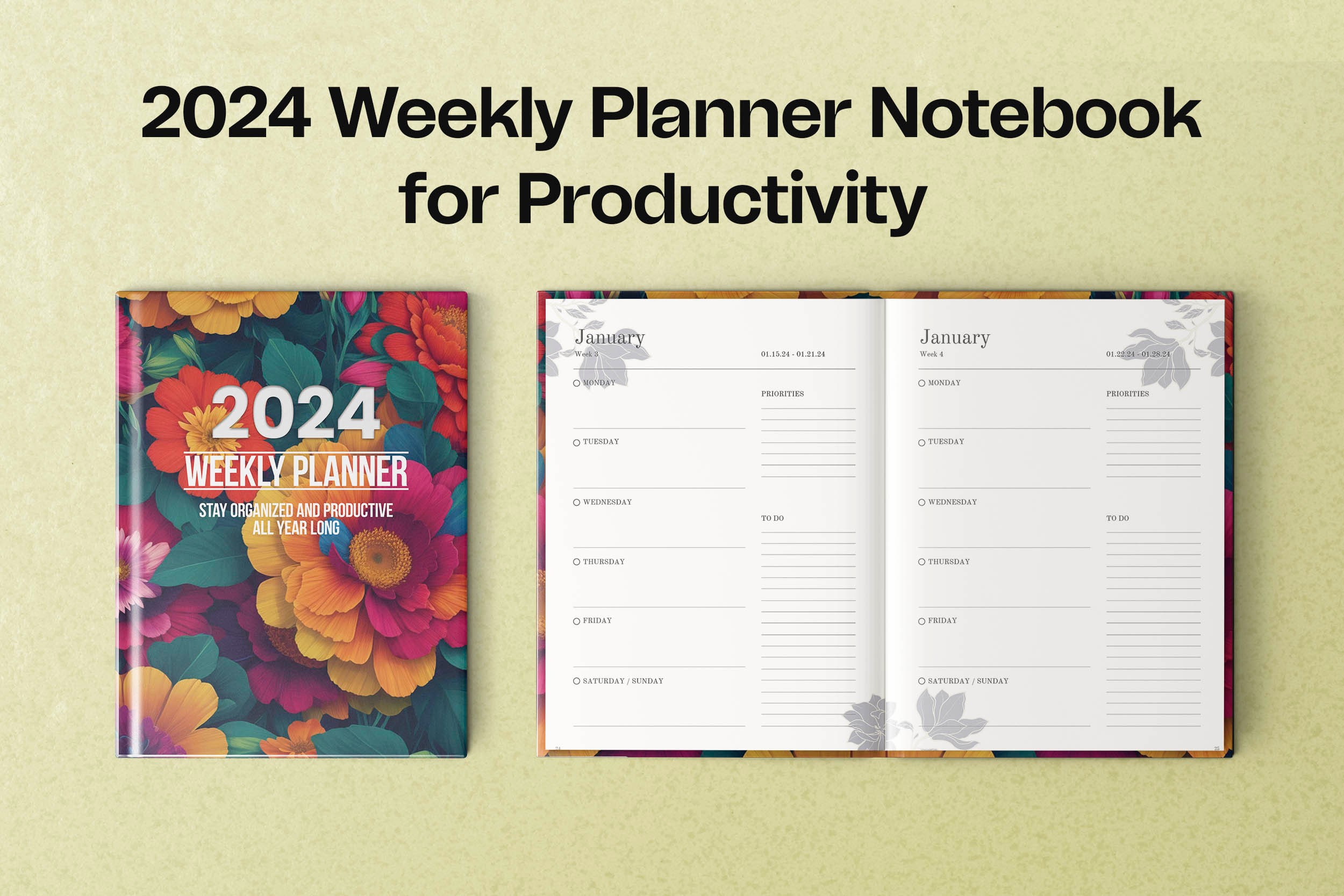 2024 Weekly Planner Notebook for Productivity