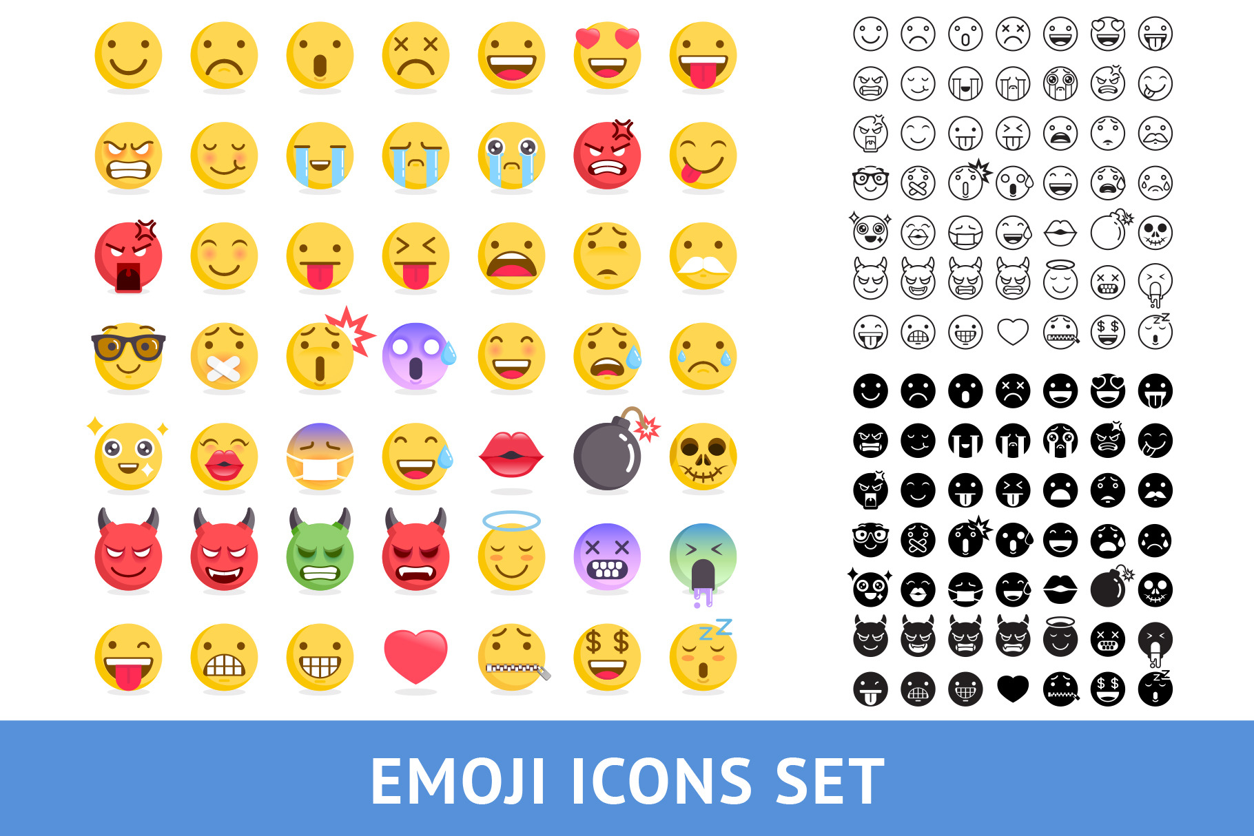 Emoji Icons Set, an Emoji Icon by Graphixmania