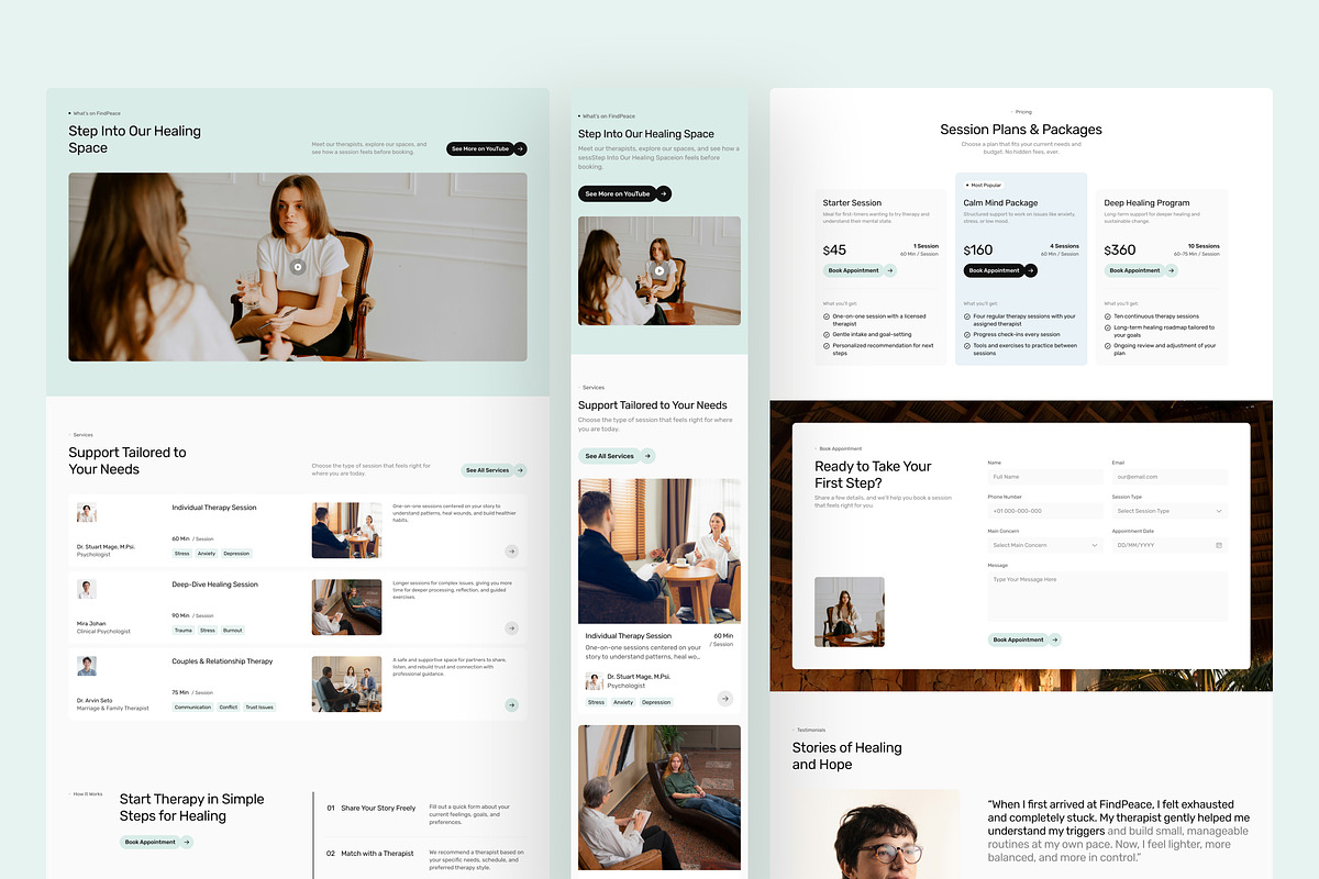 Mental Health Website UI Figma, an UI Kit Template by peterdraw
