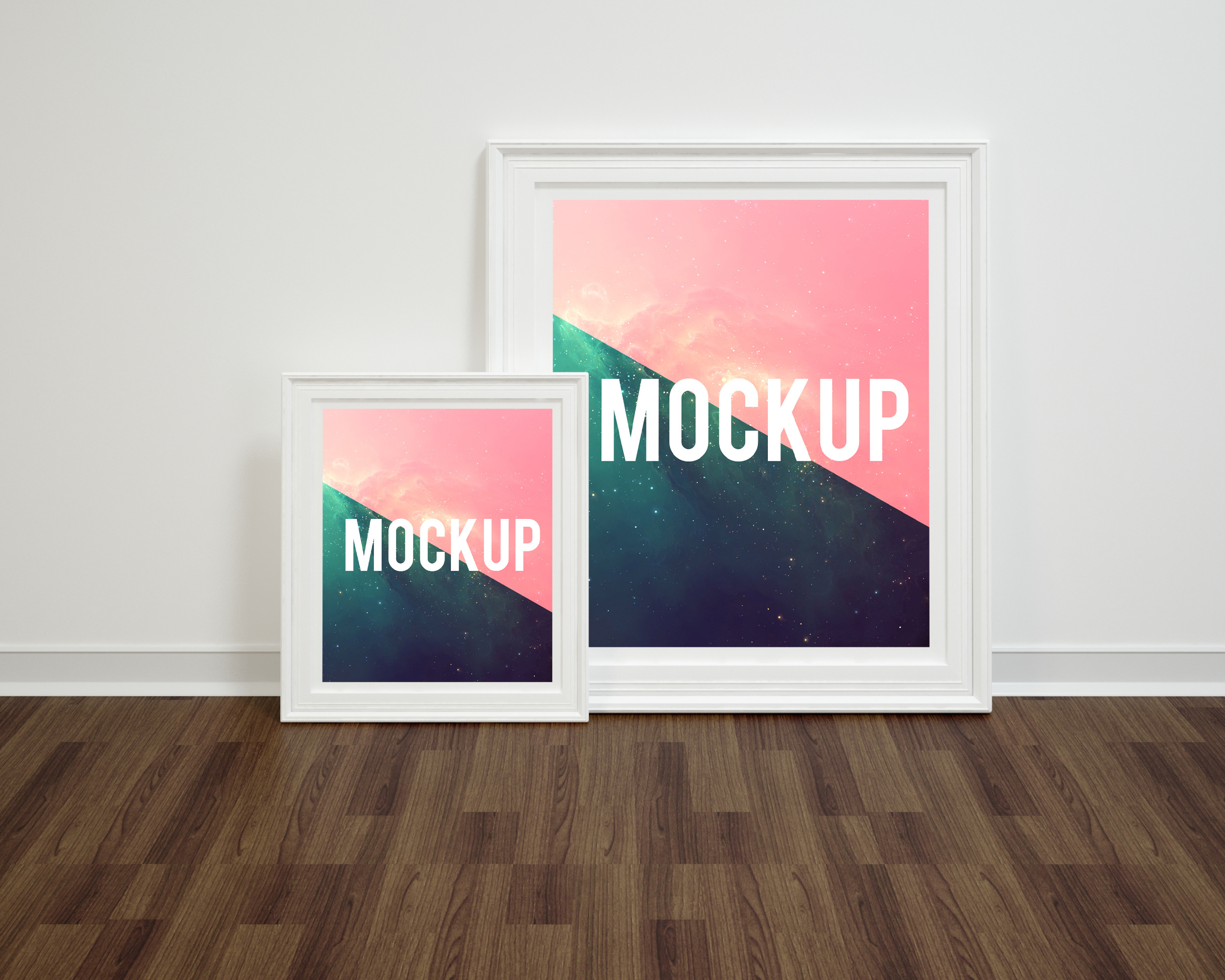 Double front poster frame mockup, a Print Template by Graphictwister