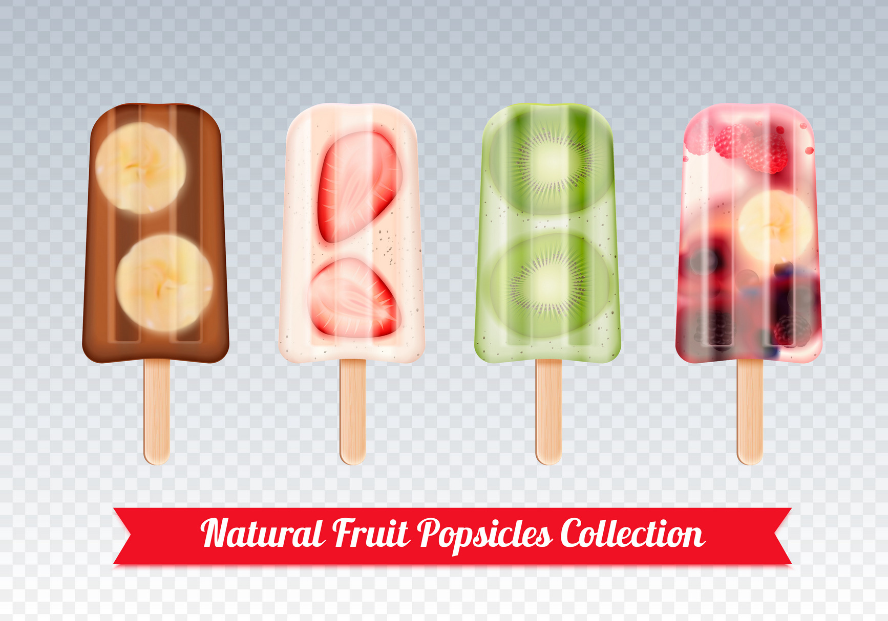 Fruit popsicles ice cream set, a Decorative Illustration by Macrovector
