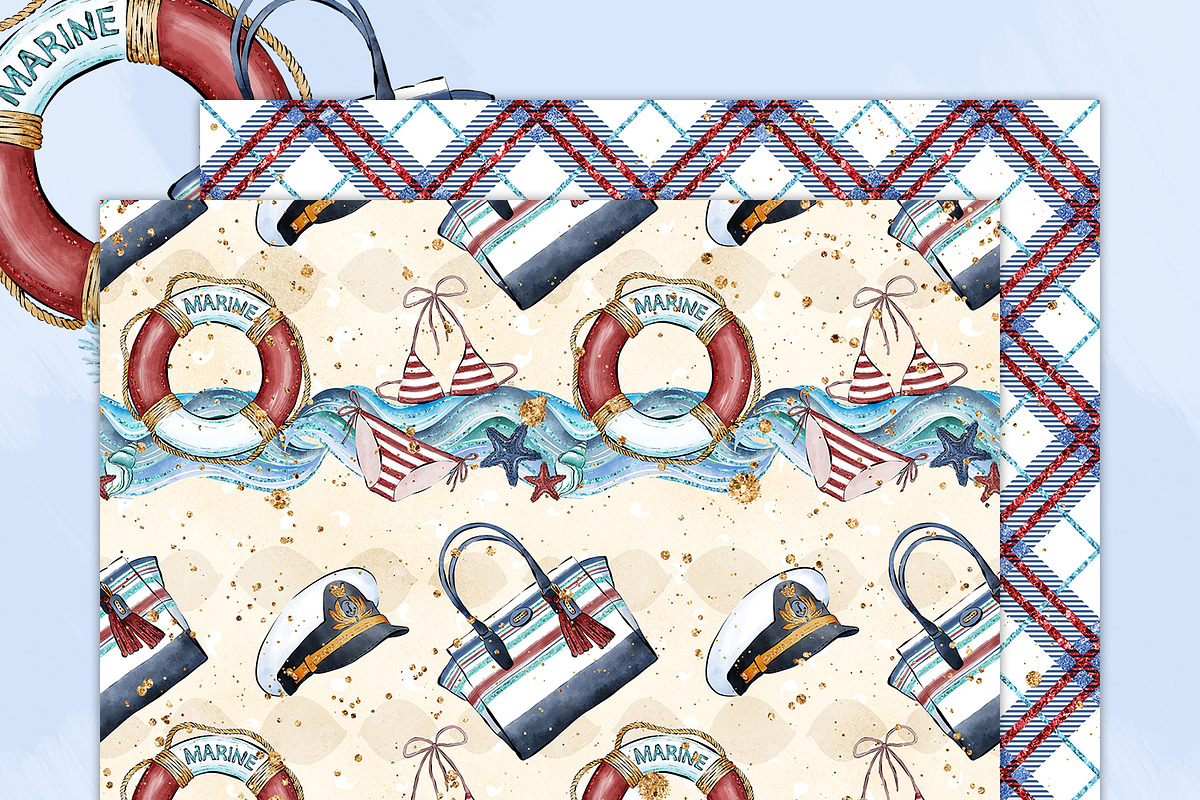 Nautical Digital Paper, a Pattern Graphic by Phantasia Design