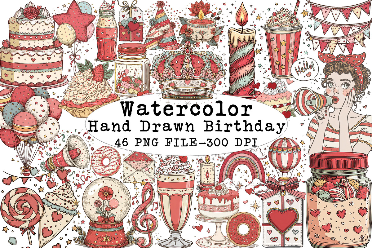 Hand Drawn Birthday Png, an Illustration by Libby Wishes