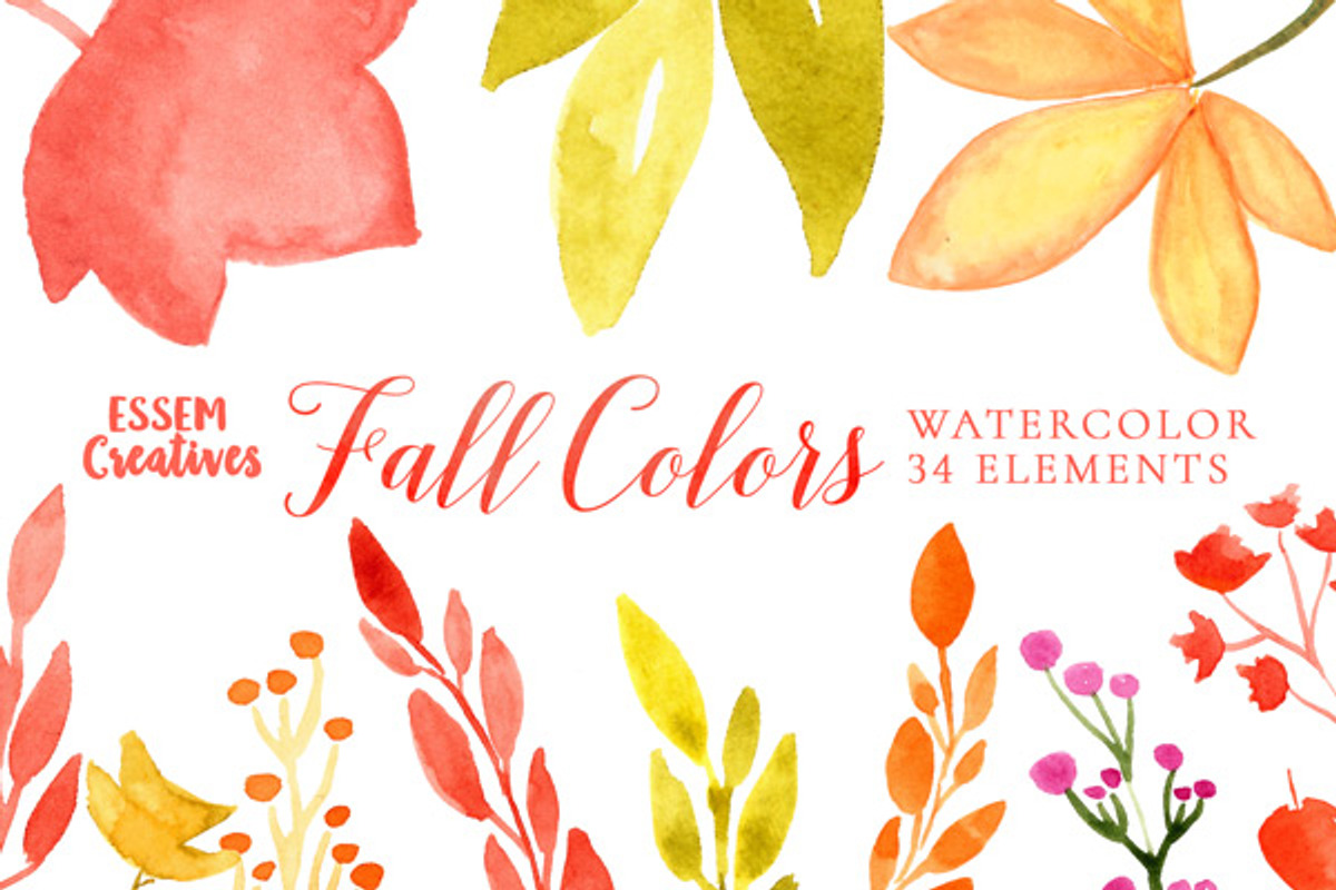 Watercolor Fall Colors Clipart SET, an Illustration by Essem Creatives