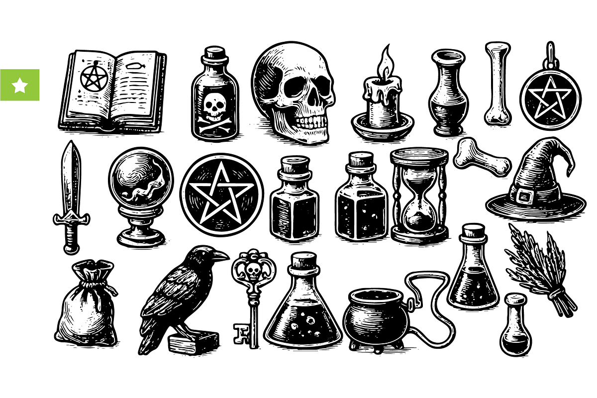 Mystic Symbols Vintage, an Object Graphic by RT Studio