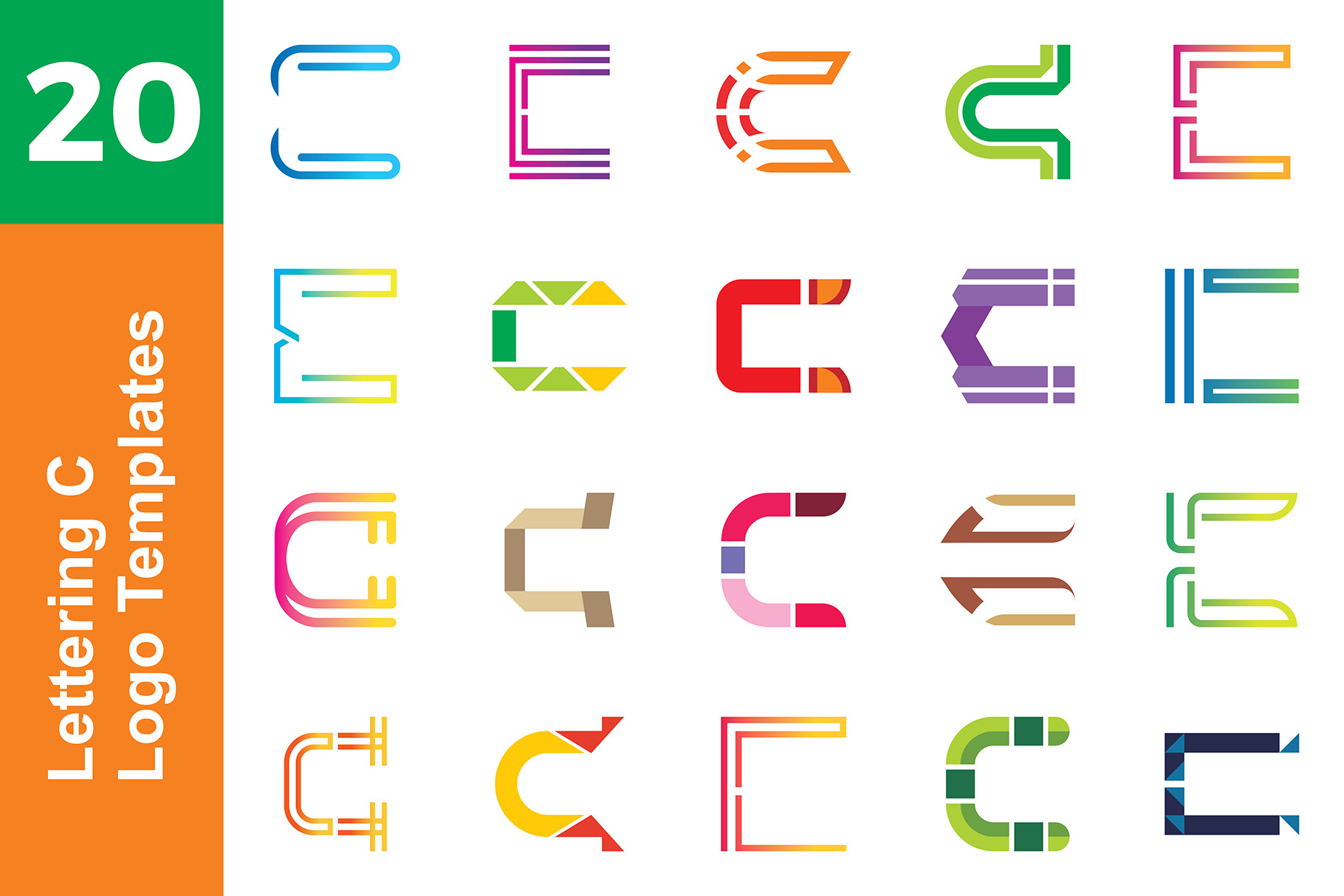 20 Logo Lettering C Template Bundle, a Branding & Logo Template by ...