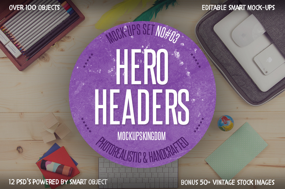 Hero Headers Mock-ups Set #3, a Packaging Mockup by UI.Fest
