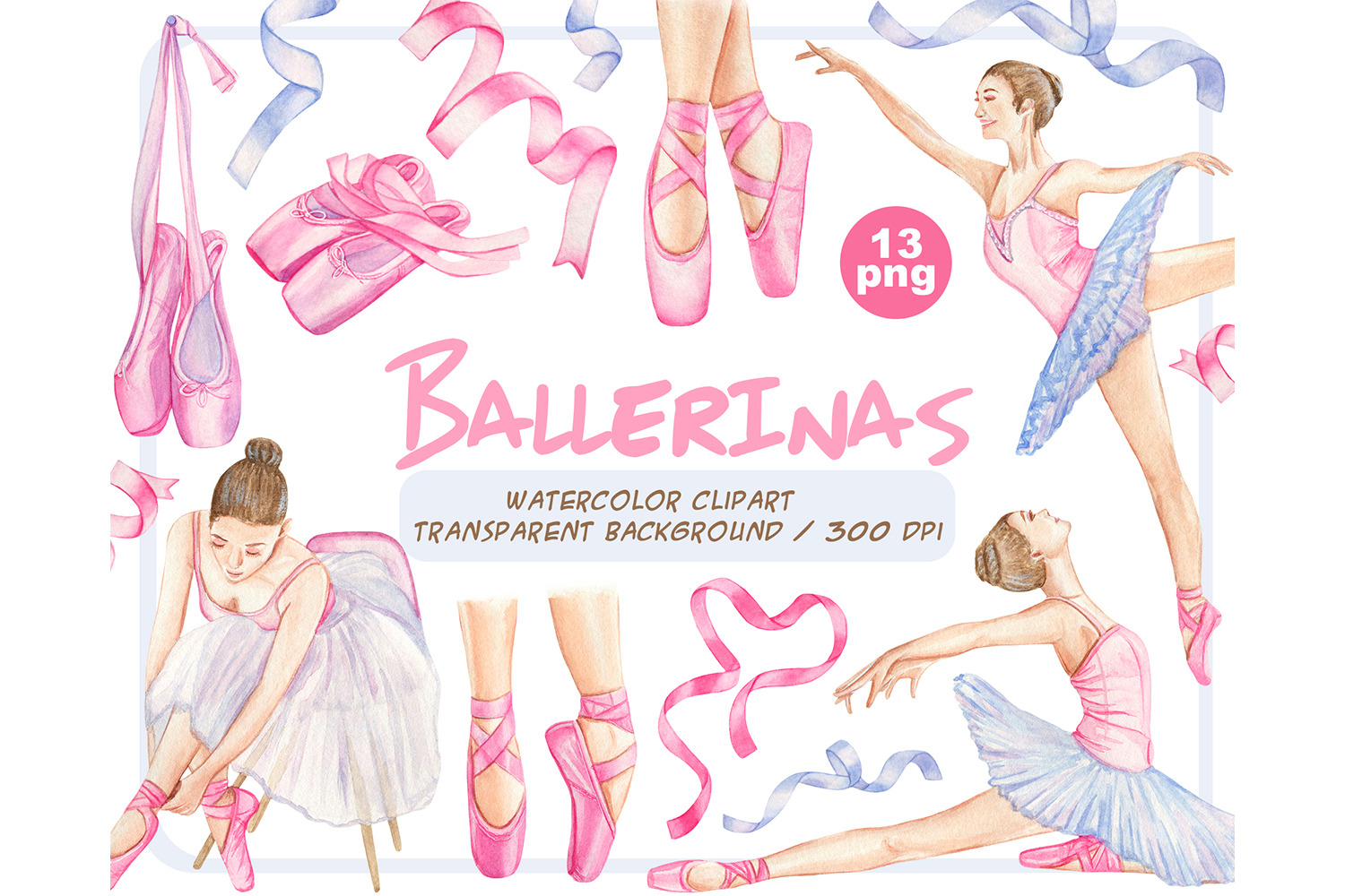 Watercolor Ballerina Clipart, an Illustration by ArtfulStudio