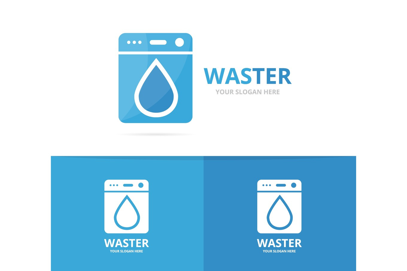 Vector of laundry and water drop logo combination. Washing machine and ...