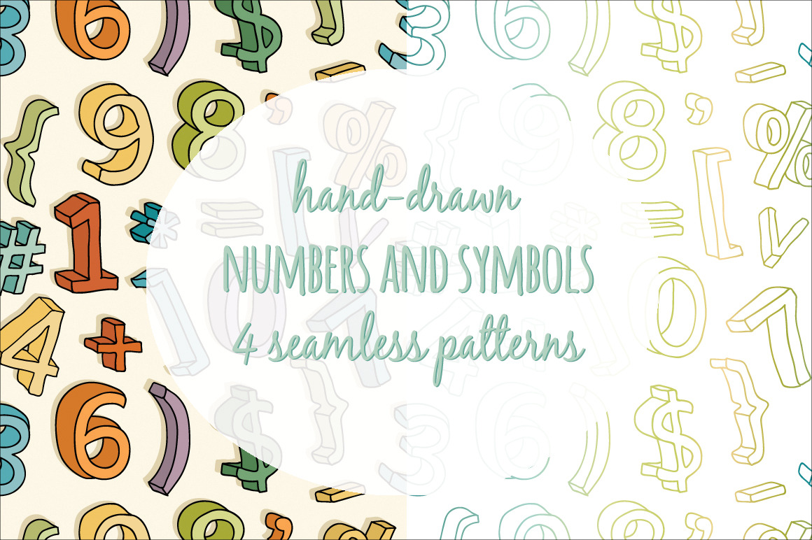 4 Numbers & Symbols Vector Patterns | Graphic Patterns ~ Creative Market