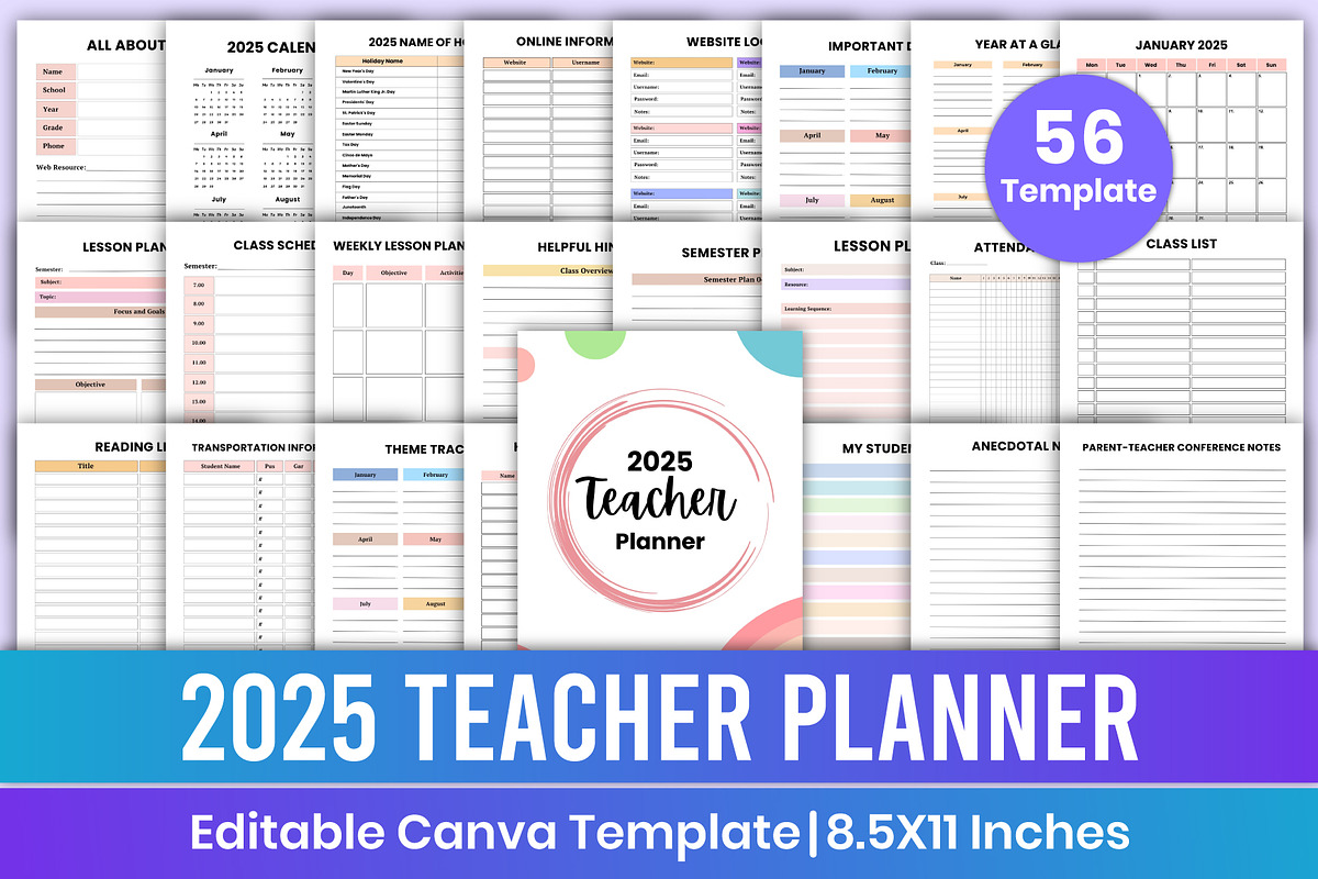 2025 Teacher Planner Canva Template