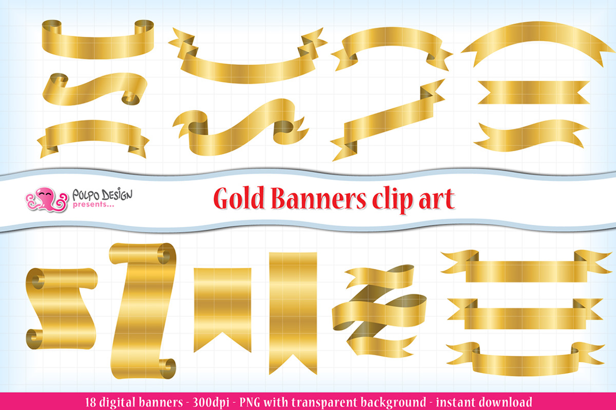 Gold Banners clipart, an Object Graphic by PolpoDesign