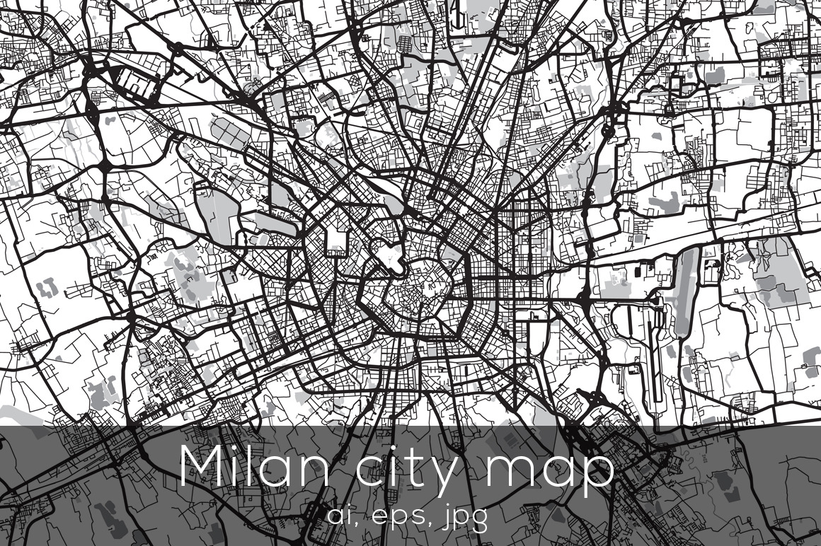Milan city map - Mono edition, a Transportation Illustration by ink drop