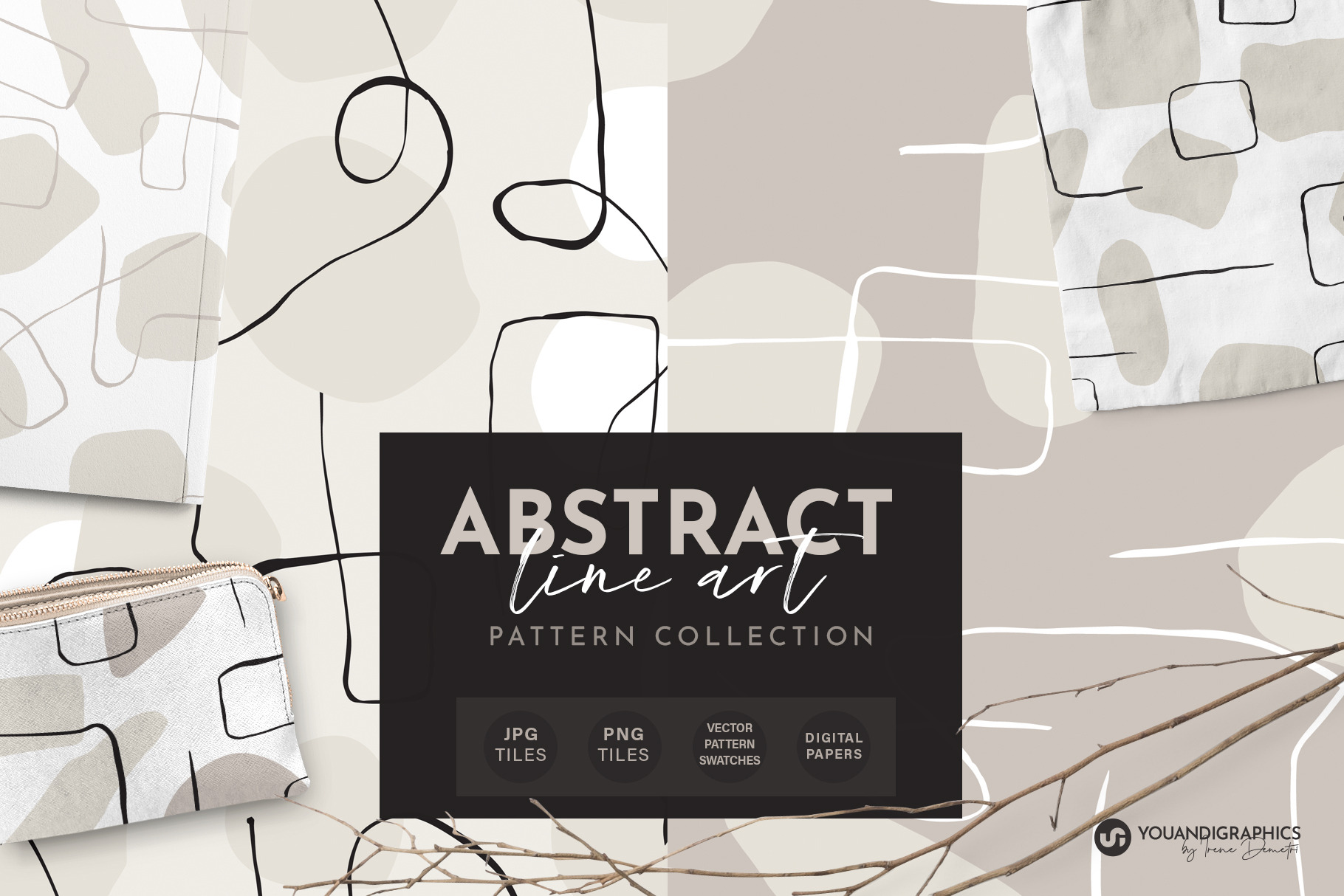 Abstract Line Art Seamless Patterns, a Pattern Graphic by Youandigraphics