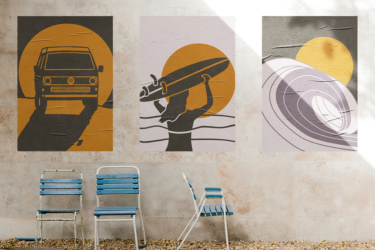 Retro Surf Vector Set | Creative Market