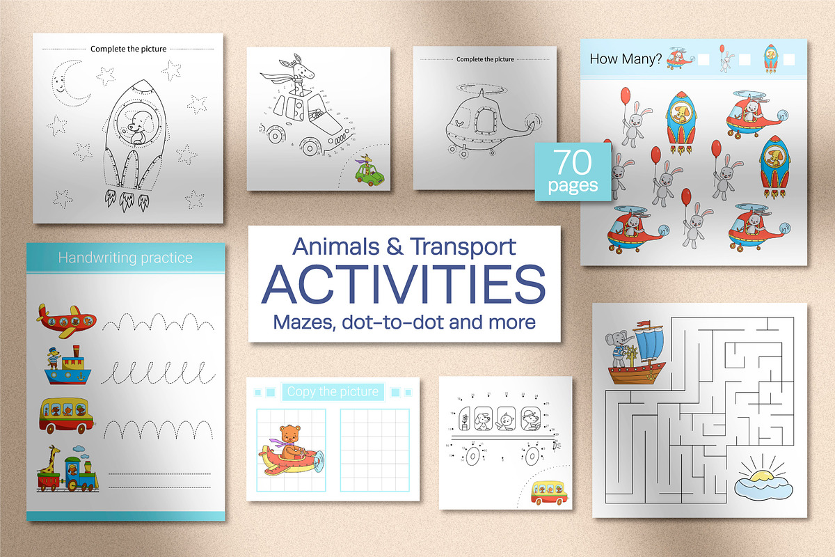 Kids Activities Bundle, an Animal Illustration by NinaFedorova