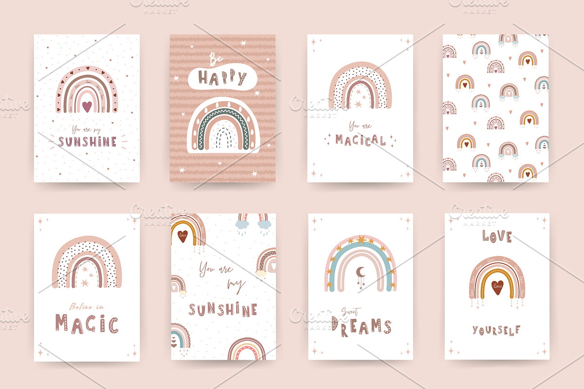 Boho rainbow vector collection., a Decorative Illustration by KeronnArt