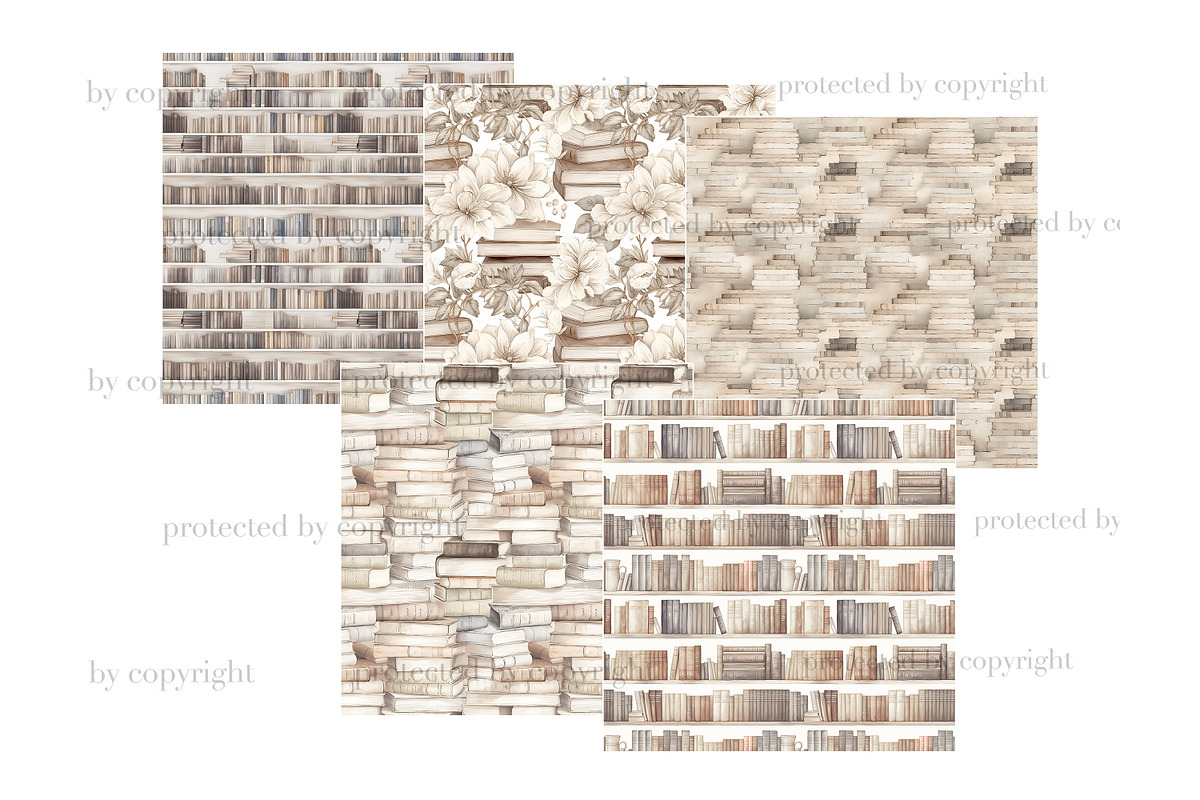 Bookworm Digital Paper | Creative Market