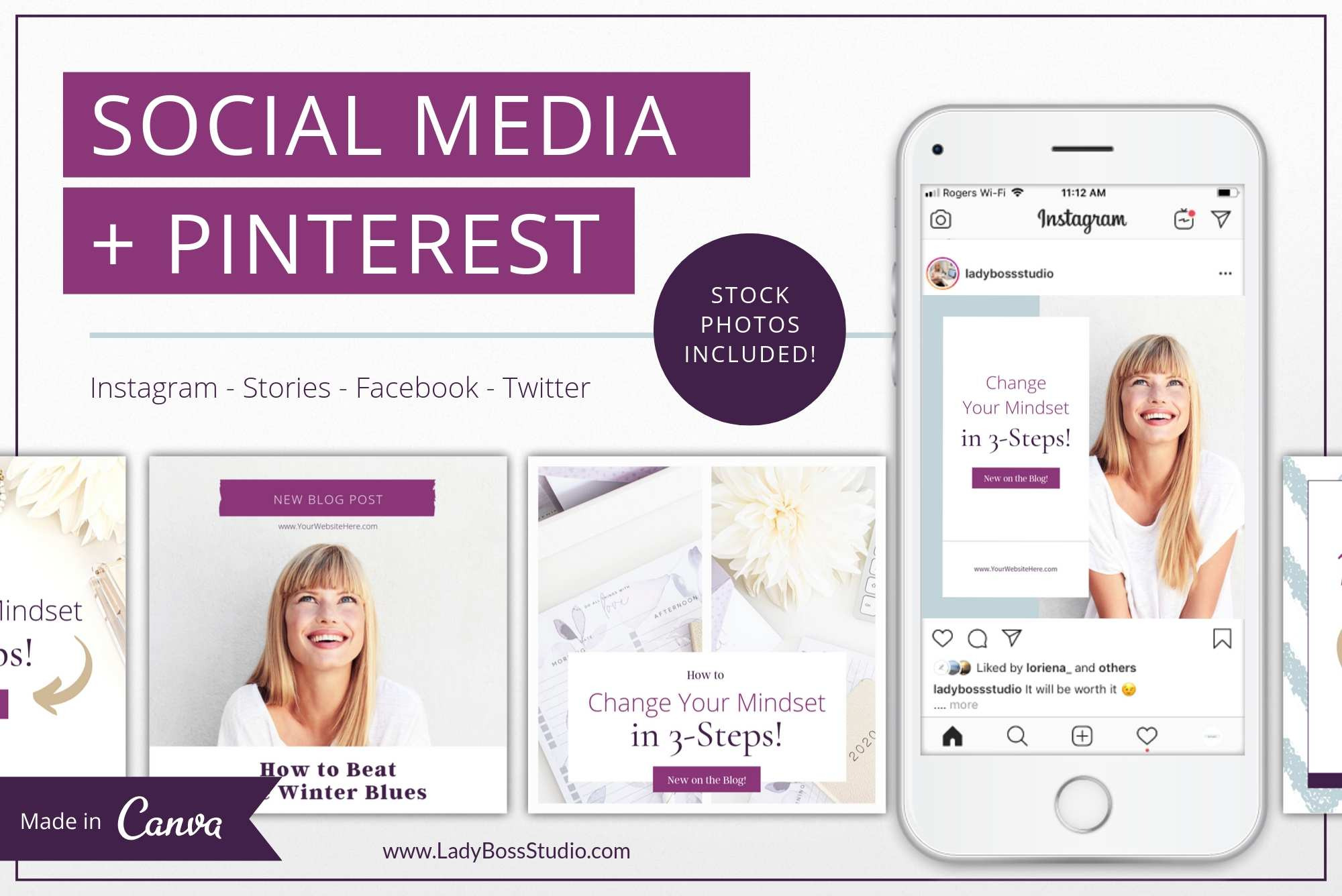 Pinterest & Social Media Canva Plum, a Social Media Template by Lady ...