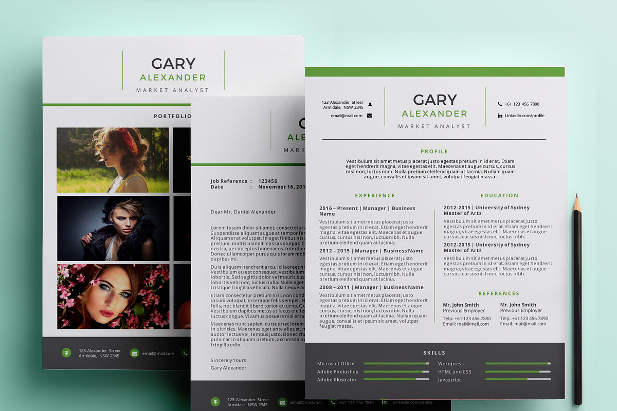 Creative PowerPoint resume pack, a Resume Template by Inkpower
