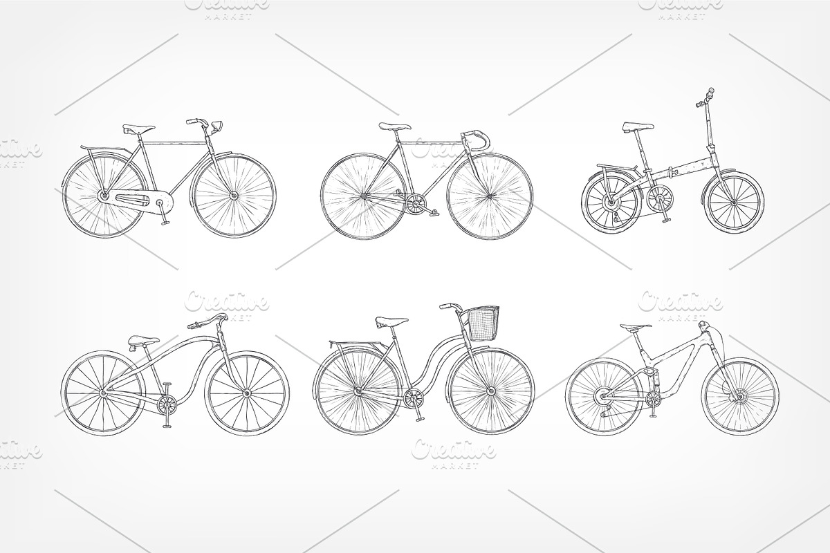 Set of different types bicycles, a Transportation Illustration by Good ...