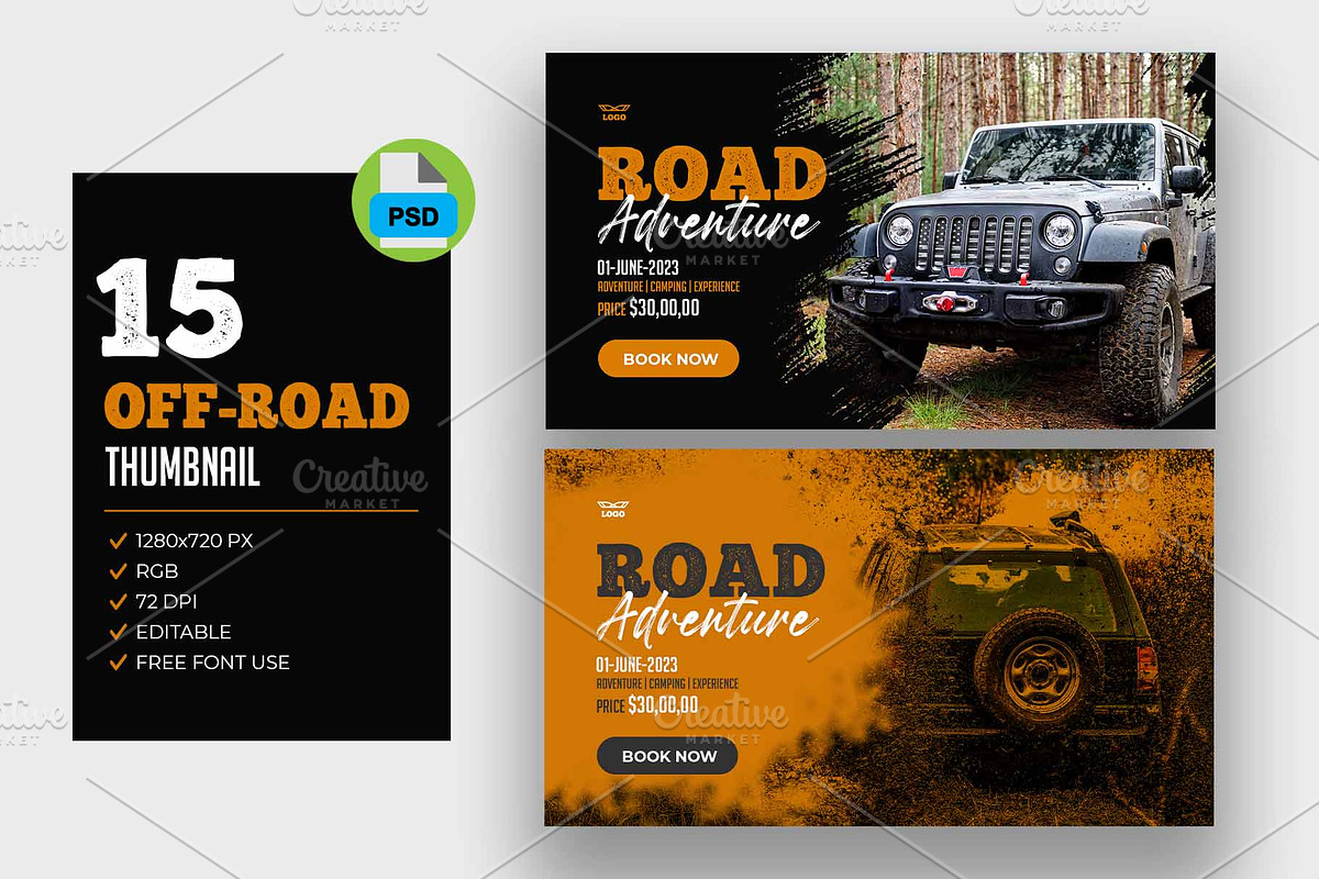 Off-road YouTube Thumbnail Bundle, a Social Media Template by Shahjahangdb1