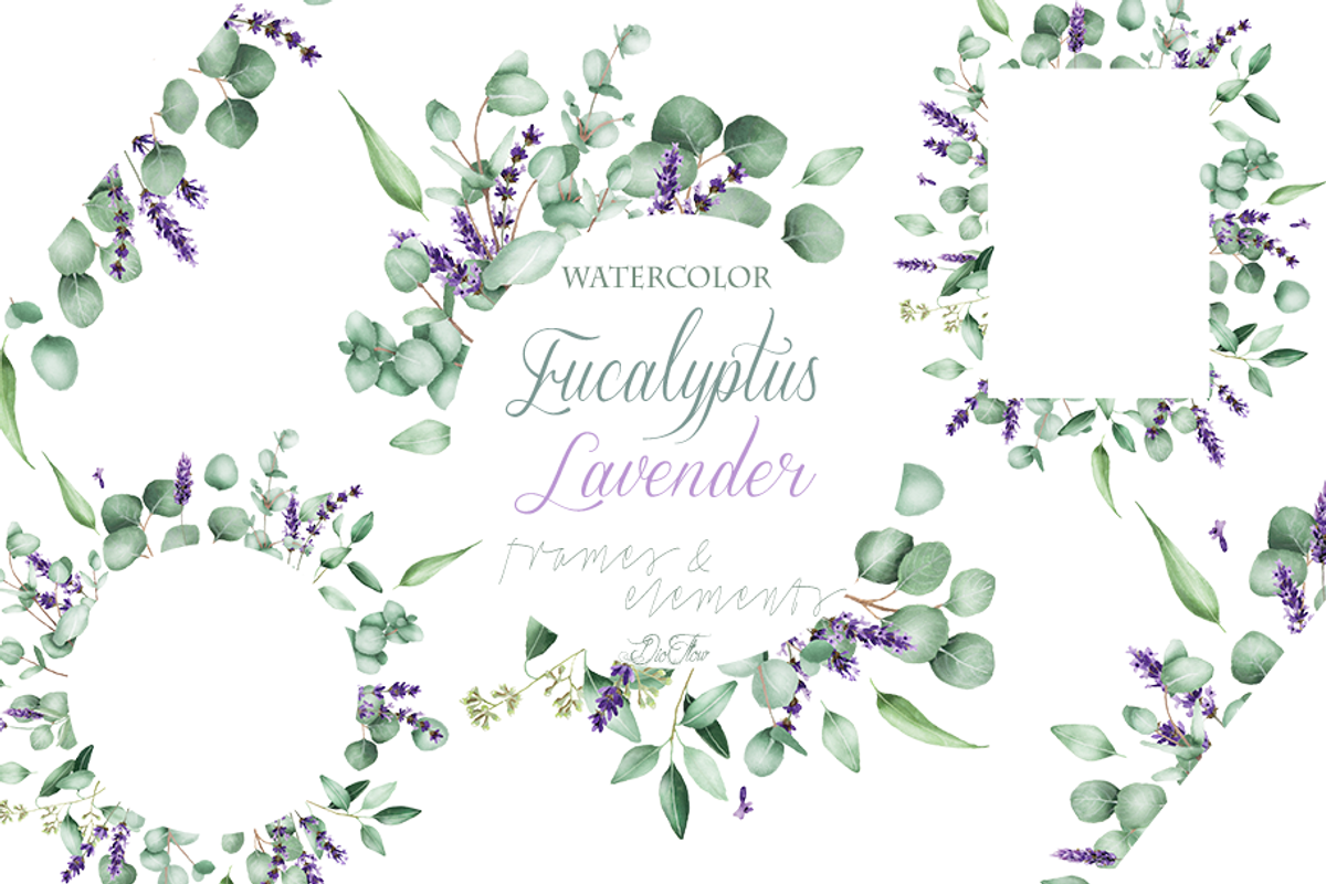 Eucalyptus Lavender Clip Art, a Decorative Illustration by DioFlow ...