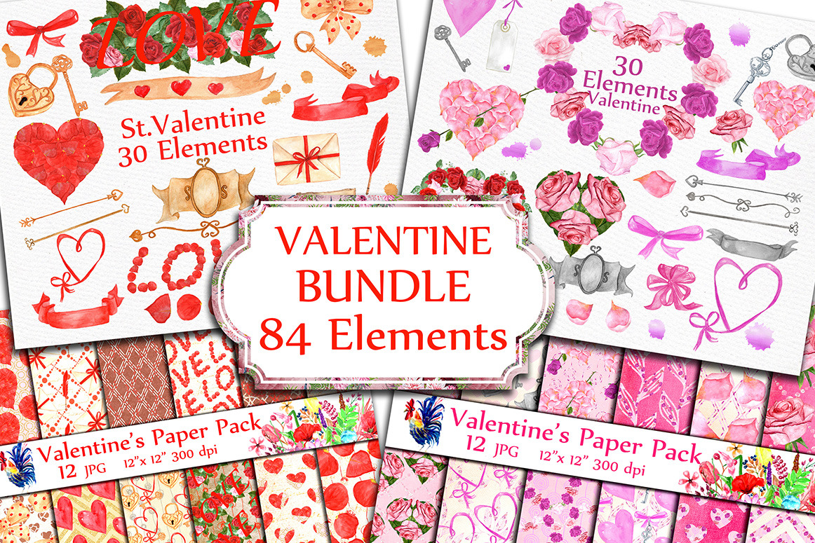 BUNDLE-Valentine's Day clipart | Illustrations ~ Creative Market
