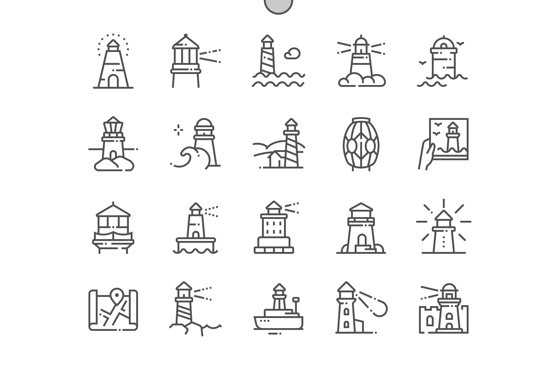 Lighthouse Line Icons, an Outline Icon by Palau