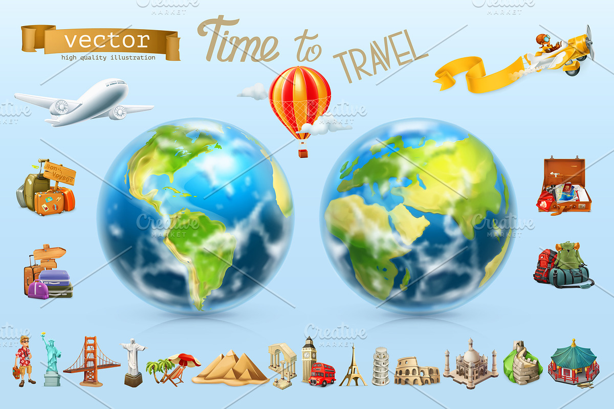 Travel, vacation, landmarks, Earth, an Icon by Allevinatis Studio