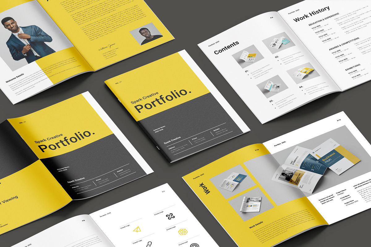 Works / Design Portfolio Template, a Brochure Template by Spark_Creative