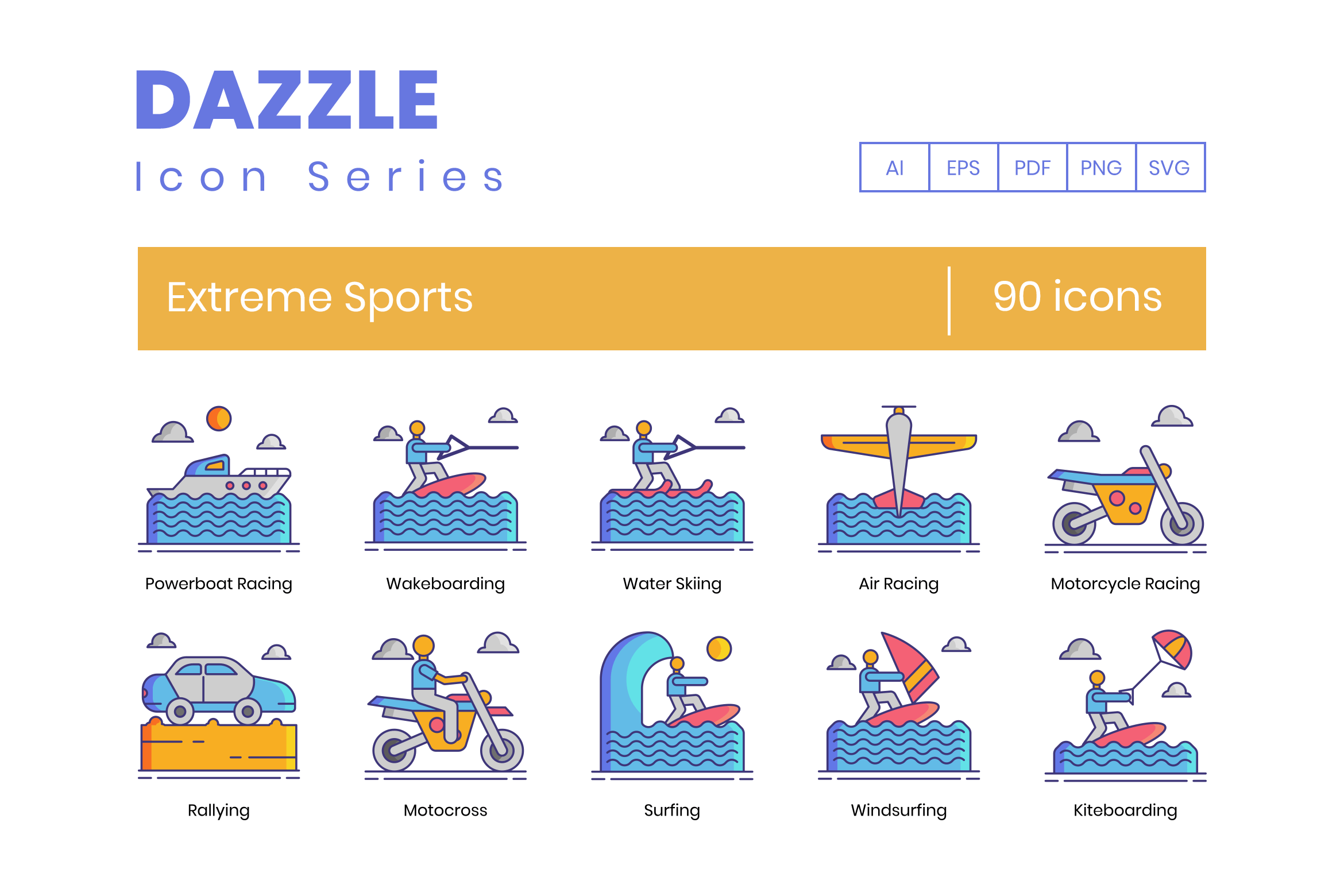 90 Extreme Sports Icons - Dazzle, an Outline Icon by Flat Icons